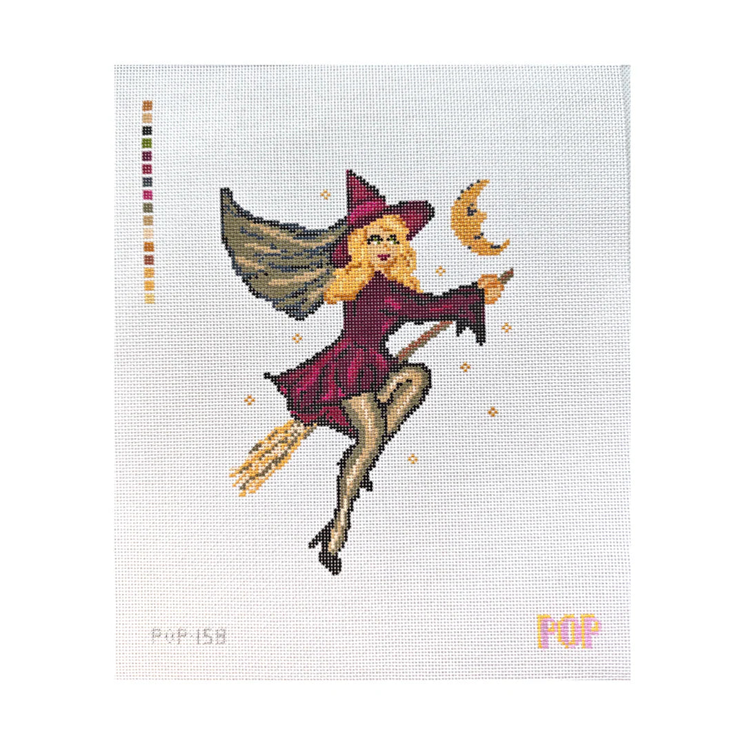 POP-158 Retro Witch in Purple Needlepoint Canvas by Pop Needle Arts (P ...